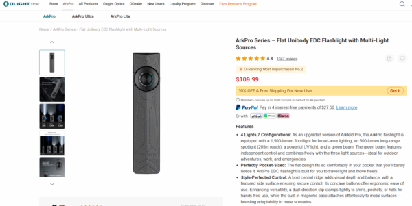 Olight ArkPro Series – Flat Unibody EDC Flashlight with Multi-Light ...
