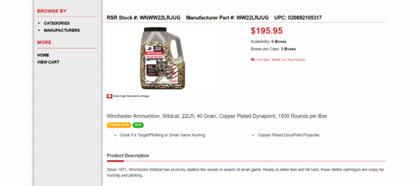 1500 Rounds Winchester Ammunition Wildcat 22LR 40 Grain Copper Plated ...